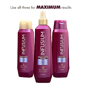 Infusium Professional Shampoo 13.5 oz, Conditioner 13.5 oz, and Leave-In Treatment 11 oz Set - Repair & Replenish - 3 Bottles