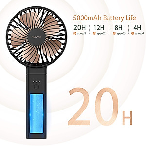 OUTXE Funme Portable Handheld Fan 5000mAh USB Desk Fan Person 4 Speed Settings for Outdoor Travel Black