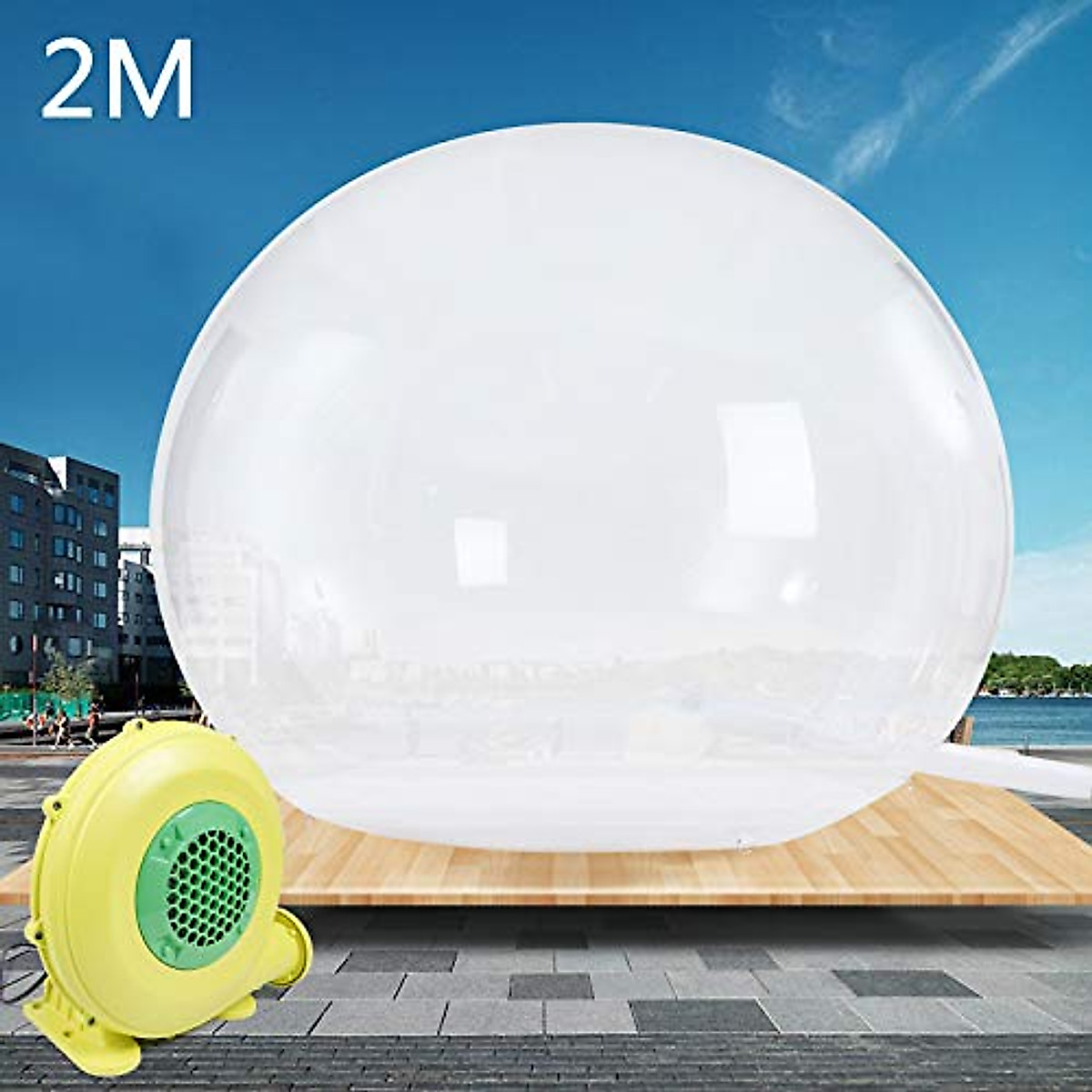 Bubble Tent Outdoor Party Wedding Inflatable Air Blower Bubble Tent Single Tunnel Luxury Dome Bubble Tent D Ring Secured Camping Gazebo 6.5Ft (Fully Transparent(Round))