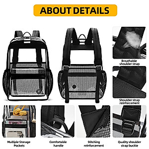 FARMARK Clear Backpack Heavy Duty, Transparent Backpack with Sturdy Strap for School/Travel/Work