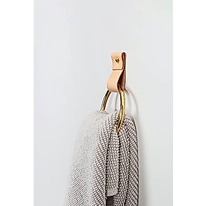 KEYAIIRA - Small Leather Wall Hook, wall hanging strap towel hook for wall leather loop strap for scarf storage boat paddle holder minimal towel bar rack storage