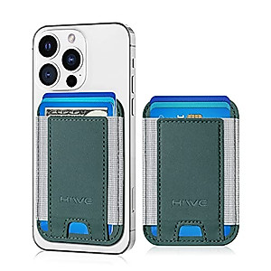 Phone Card Holder, Premium Leather Phone Wallet Stick On, Strong Adhesive Cell Phone Pocket Credit Card Holder for Phone Compatible with iPhone, Samsung & Most Smartphones, Fit 7 Cards, Green, 1 Pack