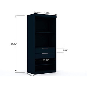 Manhattan Comfort Mulberry Mid Century Modern 6 Drawer Sectional Wardrobe Closet, Set of 3, Midnight Blue