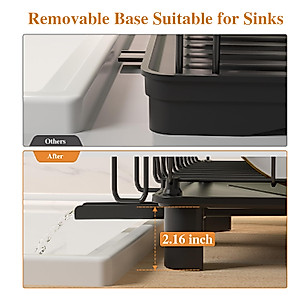 IceFun Dish Drying Rack,Kitchen Dish Rack with Auto-Drain, 3-Slot Cutlery Holder, Wine Goblet Holder,Cutting Board Holder, and 360° Rotating Spout.Dish Racks for Kitchen Counter,12''W x 15''L,Black