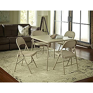 CoscoProducts 14696ANT1E Vinyl Top Folding Table, 1-Pack, Antique Linen