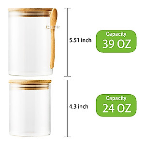 ERISED 6-Pack Glass Containers with Bamboo Lids, Glass Jars，Glass Canisters, Kitchen Canisters for Candy,Cookie,Rice,Sugar,Flour,Pasta,Nuts
