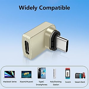SHEEAST USB C Magnetic Adapter 90 Degree 2Pack 40Gbps Magnetic USB C Adapter with USB4 8K 60Hz 140w Fast Charging for MacBook Pro and Most USB Type C Devices