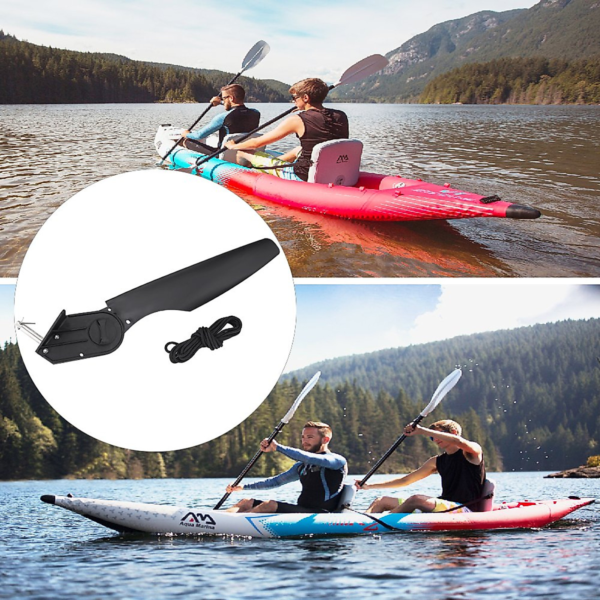 Yosoo Watercraft Canoe Kayak Boat Rudder Black Plastic Watercraft Canoe Kayak Angling Boat Rudder Foot Direction Control Tackle Kits