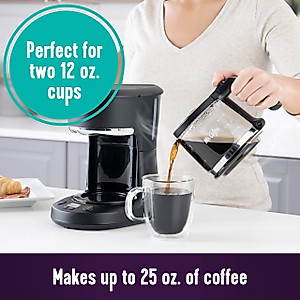 Mr. Coffee Coffee Maker, Programmable Coffee Machine with Auto Pause and Glass Carafe, 5 Cups, Black