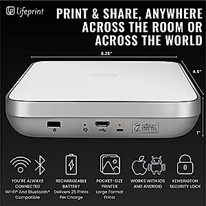Lifeprint 3x4.5 Portable Photo and Video Printer for iPhone and Android. Make Your Photos Come to Life w/Augmented Reality - White