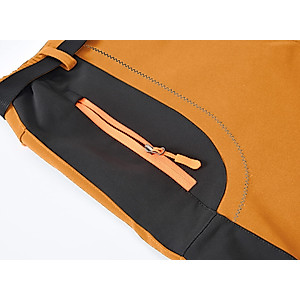 BASUDAM Men's Outdoor Pants Snow Waterproof Winter Insulated Fleece Lined Softshell with Belt Orange M