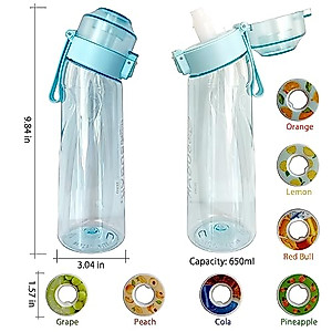 Napolju Air Up Water Bottle,650ML Scent Water Cup with 7 Flavour Pods,Leak Proof Sports Water Cup with Straw Suitable for Outdoor Sports,Gifts From Friends, Birthday Gifts (Blue)