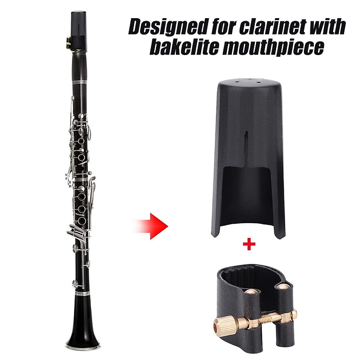 Clarinet Mouthpiece Accessory, Portable Plastic Clarinet Mouthpiece Ligature Clarinet Ligature Clip Fastener Clarinet Accessory for Students Practice Professionals Clarinet,
