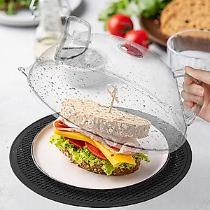 MAGJIUKE Microwave Splatter Cover for Food, Clear Microwave Lid with Water Steamer, Integrated Handle, Splatter Guard, 10” Plate Covers & 12" Mat, BPA-Free, Essential Kitchen Gadgets and Accessories