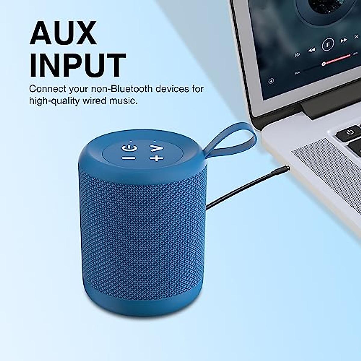 MEGATEK Portable Bluetooth Speaker, Loud HD Sound and Well-Defined Bass, IPX5 Waterproof, up to 10 Hours of Play, Aux Input, Wireless Speaker with Clip for Home, Outdoor and Travel (Teal)