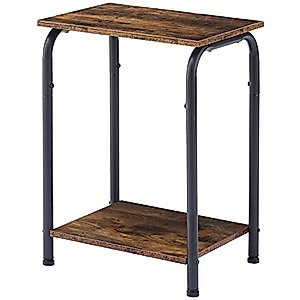 Tajsoon Small End Table with 2 Tier Storage Shelves, Small Side Table for Small Spaces, Sofa Table, Bedside Table, Small Table for Living Room, Bedroom, Sturdy Frame & Easy Assembly
