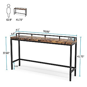 Tribesigns 70.9 inch Extra Long Sofa Table, Narrow Console Table Behind Couch, Rustic Industrial Entryway Table Skinny Hallway Table for Living Room