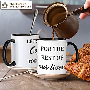 Hoolerry 2 Sets Couples Coffee Cups and Spoons Engagement Gift for Newly Engagedcouples Bridal Shower Gift Lets Have Coffee Together Mugs for Girlfriend Boyfriend Hubby Wifey(Simple Classic)