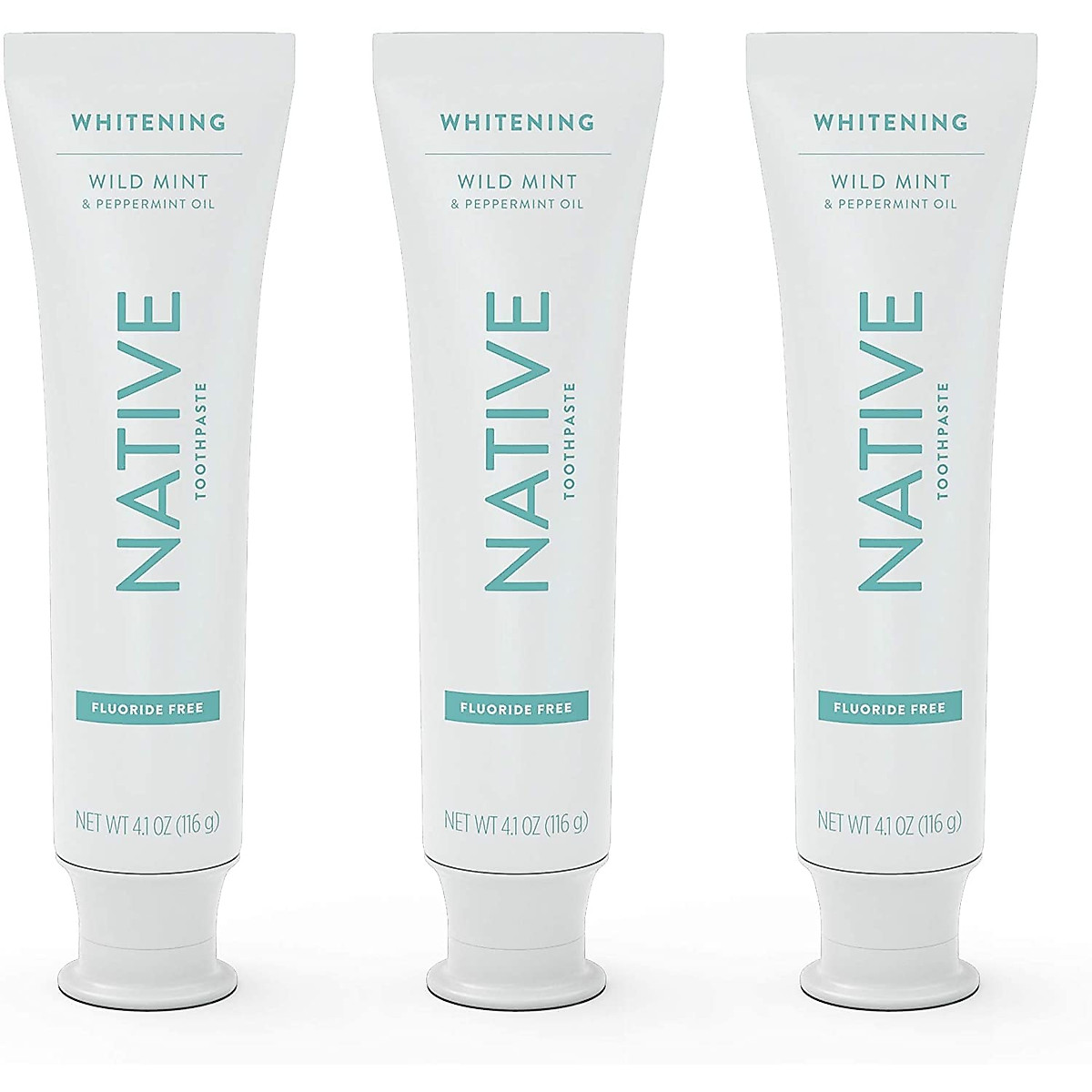 Native Toothpaste Made from Naturally-Derived Cleaners and Simple Ingredients That Safely Whitens Teeth, 4.1 oz, Wild Mint Fluoride Free - 3 Count