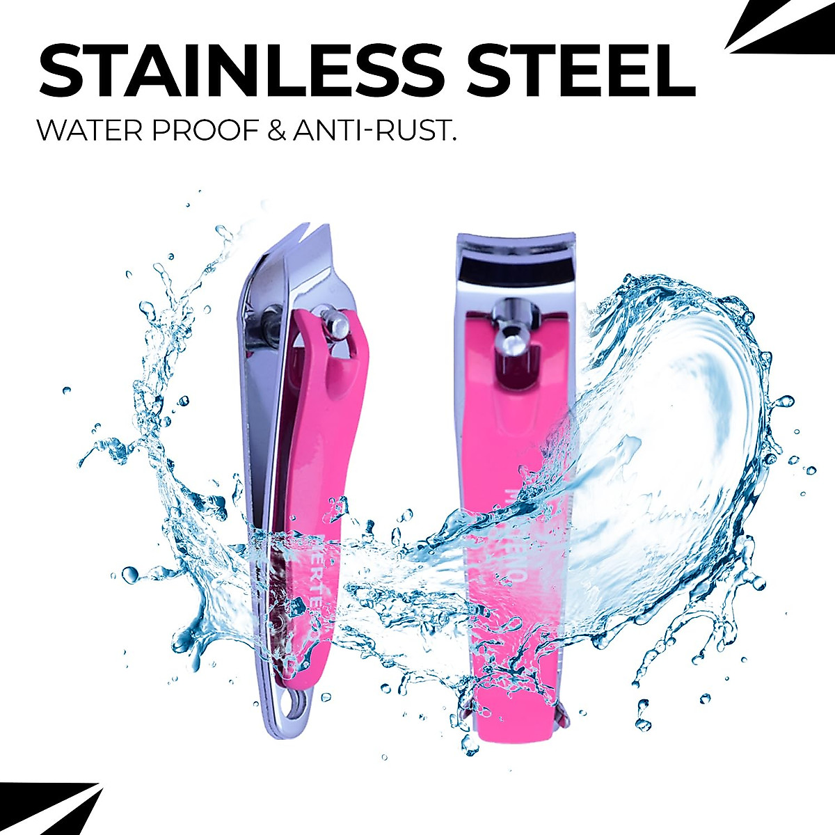 Professional Nail Clippers Set 3 Pack Premium Sharp Stainless Steel Fingernail & Toenail Clippers with Sturdy Travel Tin Case, Professional Manicure Kit Fingernail Tools for Nail Care (Pink/Silver)