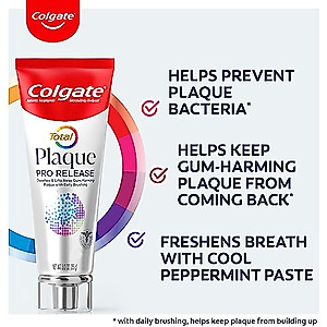 Colgate Total Plaque Pro Release Whitening Toothpaste, 1 Pack, 3.0 Oz Tube