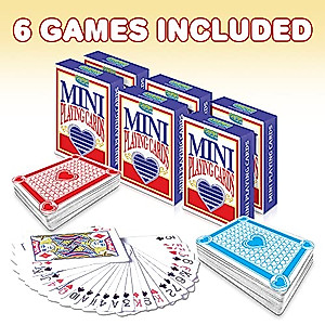 Gamie 2.5 Inch Mini Playing Cards- Pack of 6 Decks- Miniature Card Set- Small Casino Game Cards for Kids, Men, Women- Novelty Gift, Magic Party Favor for Boys Girls, Decoration Idea