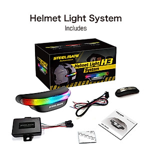 STEEL MATE H3 Wireless Helmet Brake Light and Running Light for Motorcycle Safety Rechargeable LED Signal Light for Helmet (Included ECU)