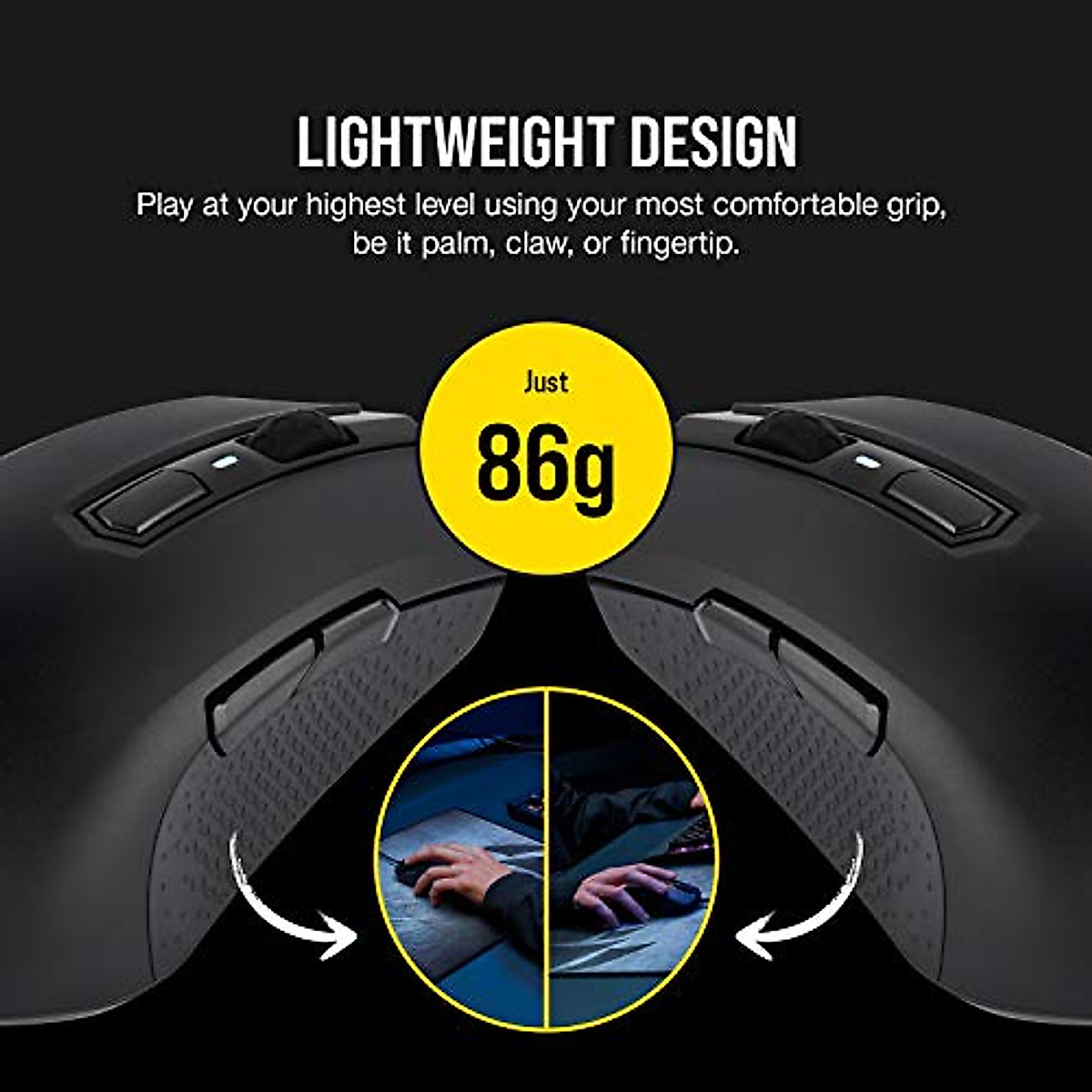 Corsair M55 RGB Pro Wired Ambidextrous Multi-Grip Gaming Mouse - 12,400 DPI Adjustable Sensor - 8 Programmable Buttons - Black