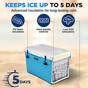 SereneLife Ultra-Tough 35-Quart Rotomolded Cooler Box, Holds Upto 63 Cans, Keeps Ice Up to 5 Days, Heavy-Duty Insulated Portable Ice Chest Box, Ideal for Camping, Beach, and Outdoor Adventures