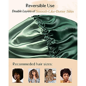 YANIBEST Double Layer Satin Bonnet Silk Bonnet Adjustable Hair Bonnet for Sleeping Hair Bonnets for Women Curly Natural Hair