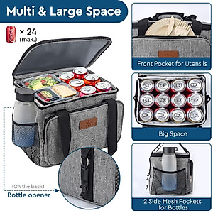 Filligs Insulate Lunch Bag for Women/Men - 24-Can Cooling Thermal Lunch Food Box With Removable Shoulder Strap with Side Pockets - Leakproof Cooler Tote Bag - Loncheras Para Hombres De Trabajo