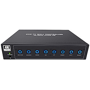 ISEEVY 4K60 UHD Video Wall Controller 2x2 1x2 2x1 1x3 3x1 1x4 4x1 TV Wall Controller for 4 TV Splicing Display Support 3840x2160@60Hz Inputs and Rotate 90 Degree for Portrait Mode Screens