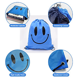 holawit Cute Positive Smile Happy Face Fun Design Drawstring Sack Gym String Bag Sports Backpack Lightweight Daily Sackpack - Pink