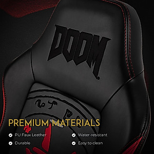 noblechairs Hero Gaming Chair/Office Chair with Lumbar Support, PU Faux Leather, Doom Edition