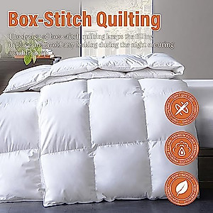 Cosybay Feather Down Comforter - All Season White Twin Size Down Duvet Insert- Luxurious Hotel Bedding Comforters with 100% Cotton Cover - Twin/Twin XL 68 x 90 Inch