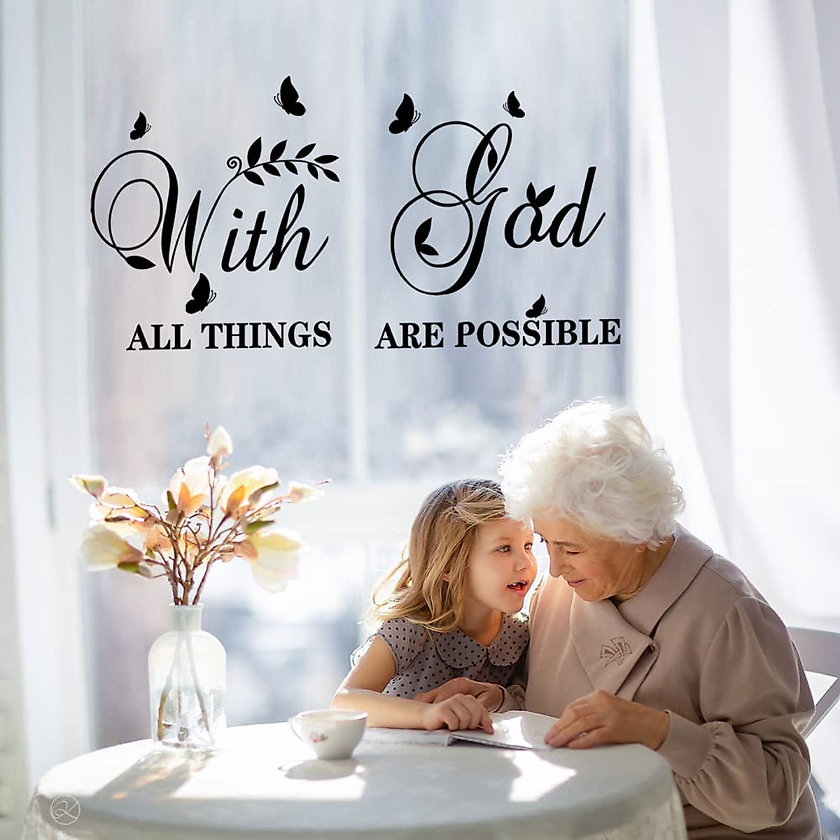 with God All Things are Possible Wall Stickers Inspirational Wall Decal Vinyl Wall Decals Motivational Office Decor Quote Wall Art Vinyl Wall Decal Living Bed Room School Words Saying