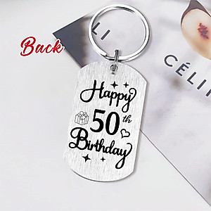 CPLJW 50th Birthday Gifts for Him Her - Happy 50 Years Old Meaningful Birthday Keychain Gifts for Women Men