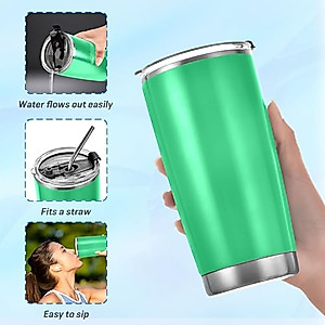 innewgogo Bright Green 20 oz Stainless Steel Vacuum Insulated Tumbler for Women Men Reusable Water Bottle with Leak-proof Lid & Straw Reusable Cup for Water Iced Tea Coffee Home Office School Gym
