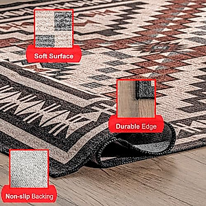 nuLOOM Leighton Machine Washable Southwestern Medallion Ultra Thin Area Rug, 6x9, Beige