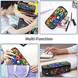 Wcrsain Anime Pen Bags Pouch Big Capacity Zipper Pencil Cases for Office Supplies Adults Women Travel Portable Organizer Box Storage Bag Makeup Case