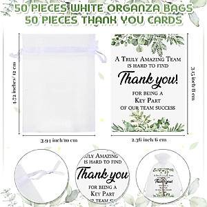 Sasylvia 50 Set Employee Appreciation Gifts Bulk Skeleton Key Bottle Opener Keychain Thank You Card Organza Bags for Coworker