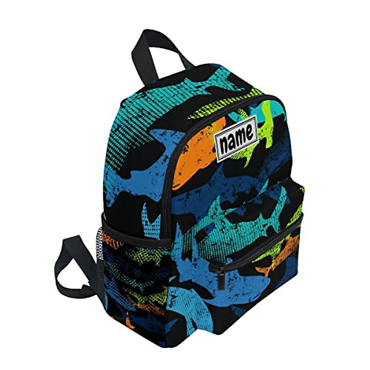 Glaphy Custom Kid's Name Backpack, Sharks Camo Toddler Backpack for Daycare Travel Personalized Name Preschool Bookbag for Boys Girls