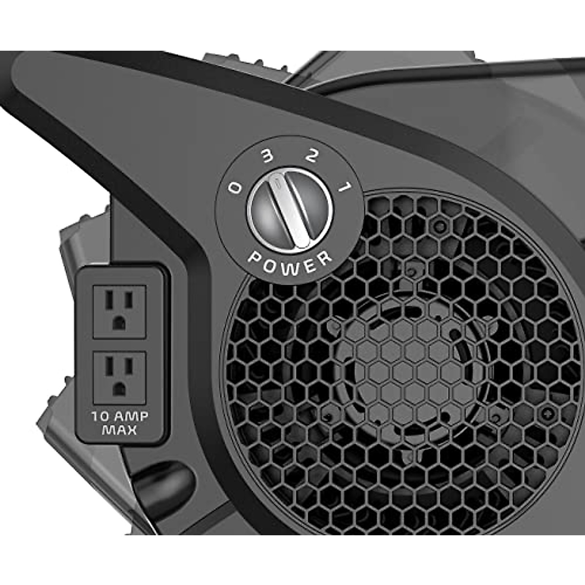 Lasko High Velocity Max Performance Pivoting Utility Blower Fan, for Cooling, Ventilating, Exhausting and Drying, Home, Job Site, 2 AC Outlets, Circuit Breaker with Reset, 3 Speeds, 14", Black, U15617
