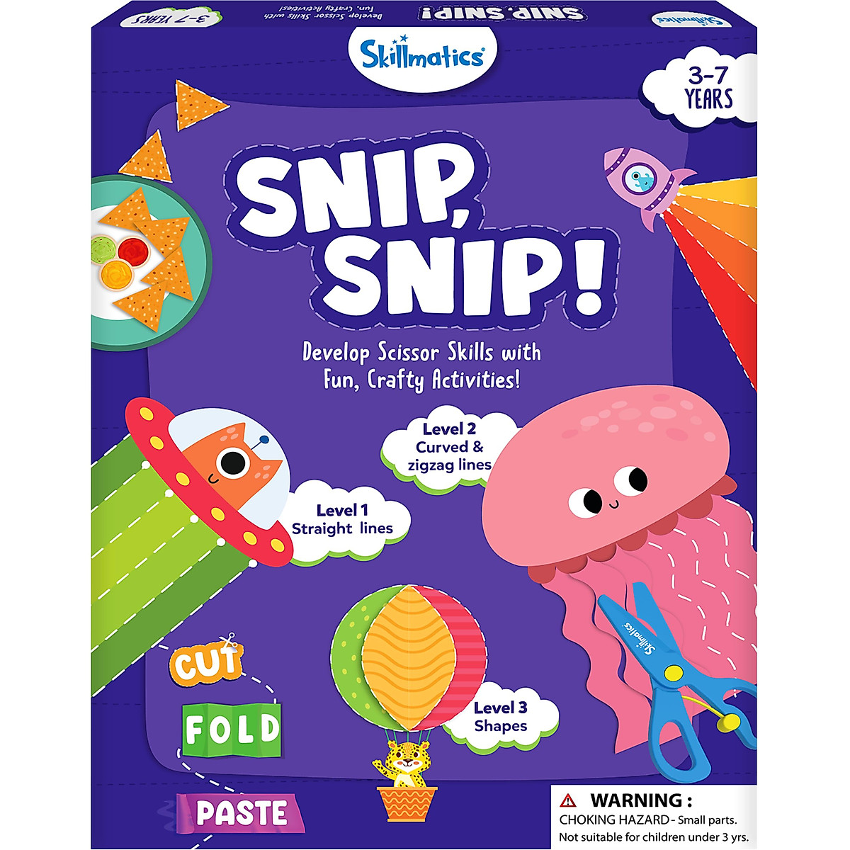 Skillmatics Art & Craft Activity Kit - Snip, Snip, Practice Scissor Skills, Craft Kits & Supplies, Gifts for Toddlers, Girls & Boys Ages 3, 4, 5, 6, 7, Travel Toys
