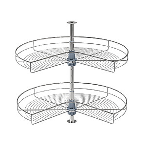 DOWELL 32inch Kidney Shape Chrome Lazy Susan Double Rack Kitchen Cabinet 2 Shelf Set 4001-270-32