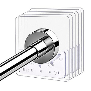 Adhesive Shower Curtain Rod Holder, 6 Pcs Transparent Shower Rod Tension Holder for Wall, No Drilling Shower Pole Holder Wall Mount Shower Curtain Brackets