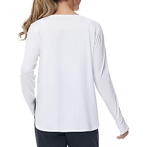 THE GYM PEOPLE Women's Long Sleeve Workout Shirts Lightweight Cotton Running Yoga Tops with Thumb Hole White