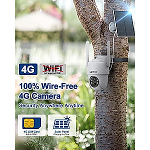 ANRAN 3/4G LTE Cellular Security Camera Outdoor Wireless, Solar Cellular Camera No WiFi Needed Pan Tilt 360°View, Smart Motion Activated, SIM&SD Card Included, 2K HD, PIR Human Detection, G01 (White)