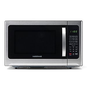 Farberware Countertop Microwave 1100 Watts, 1.2 cu ft - Microwave Oven With LED Lighting and Child Lock - Perfect for Apartments and Dorms - Easy Clean Black Stainless Steel