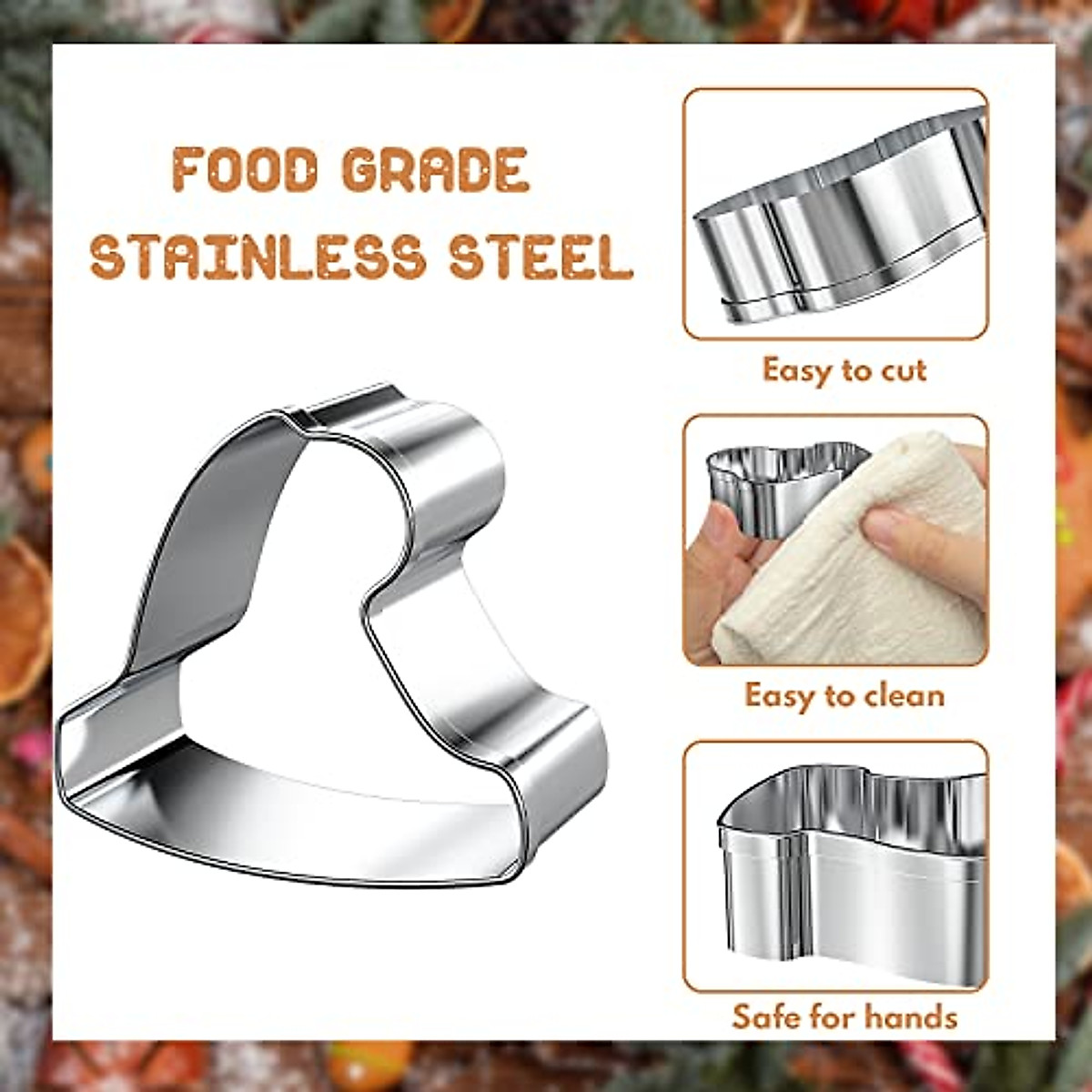 16 Pcs Christmas Cookie Cutters, Holiday Cookie Cutters Metal Cookie Cutters Including Gingerbread Man Snowflake Christmas Tree Reindeer and More